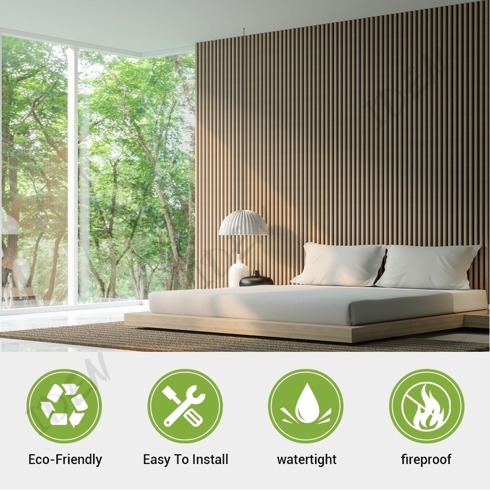 PVC Wood Panel Board Grille Design TV Background Fluted Wall Panel ...