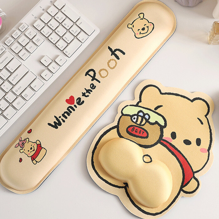 Pooh Bear and Honey Hewes Mouse Pad + Keyboard Pad Set Wrist Rest Pad ...