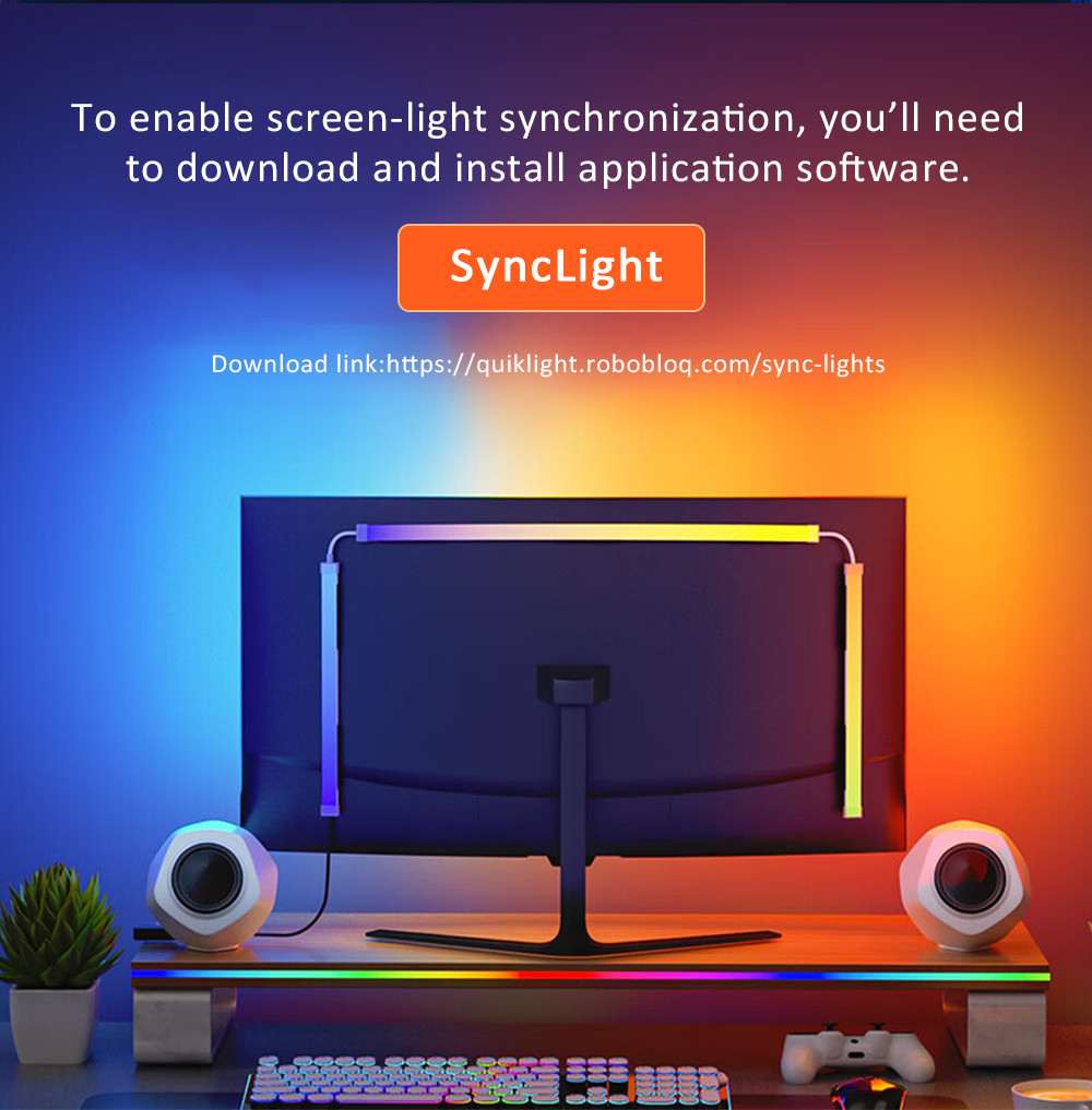 USB PC LED Strip Lights 24-34 Inch Computer Sync Light Strip Monitor ...