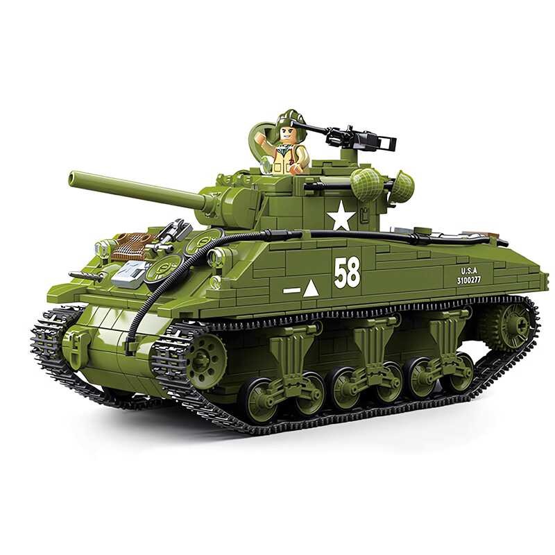 2024 Heavy Tank Building Block Assembly Series World War II M4 Sherman ...