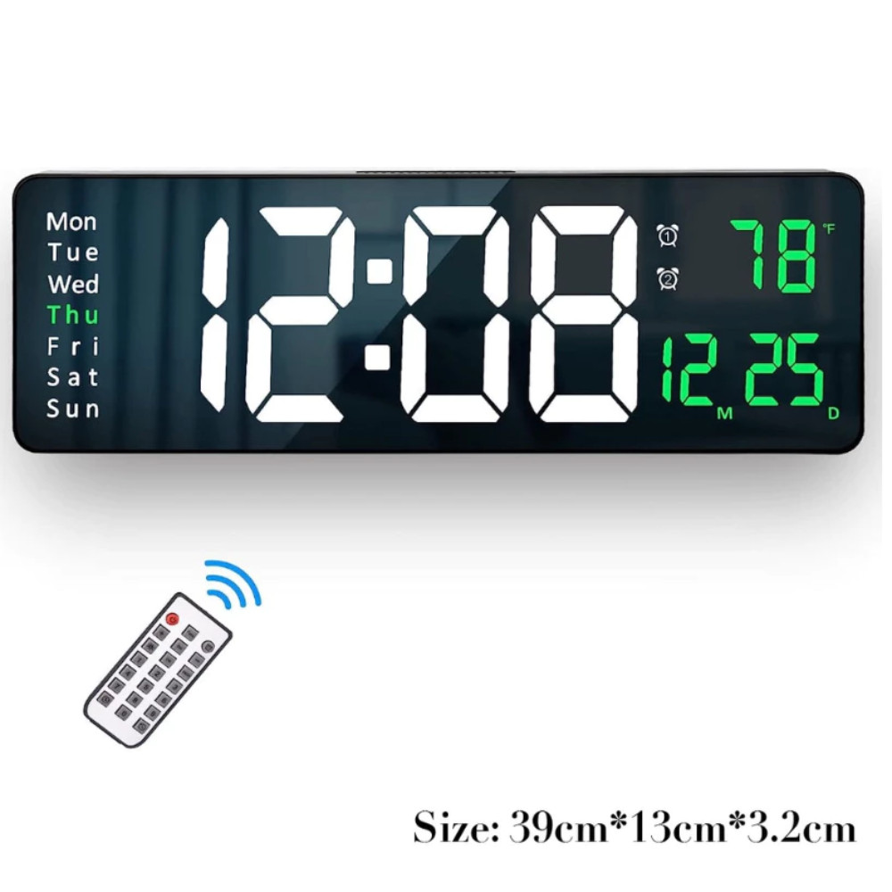 LED LARGE Display Digits With Remote Control Alarm Clock Wall-Hang ...