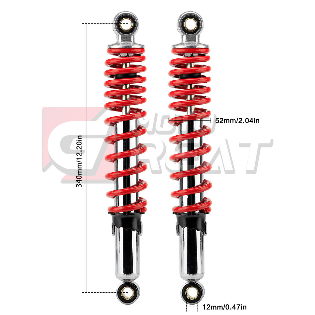 330/340MM Hydraulic Rear Shock Absorber Pair Packed Motorcycle ...