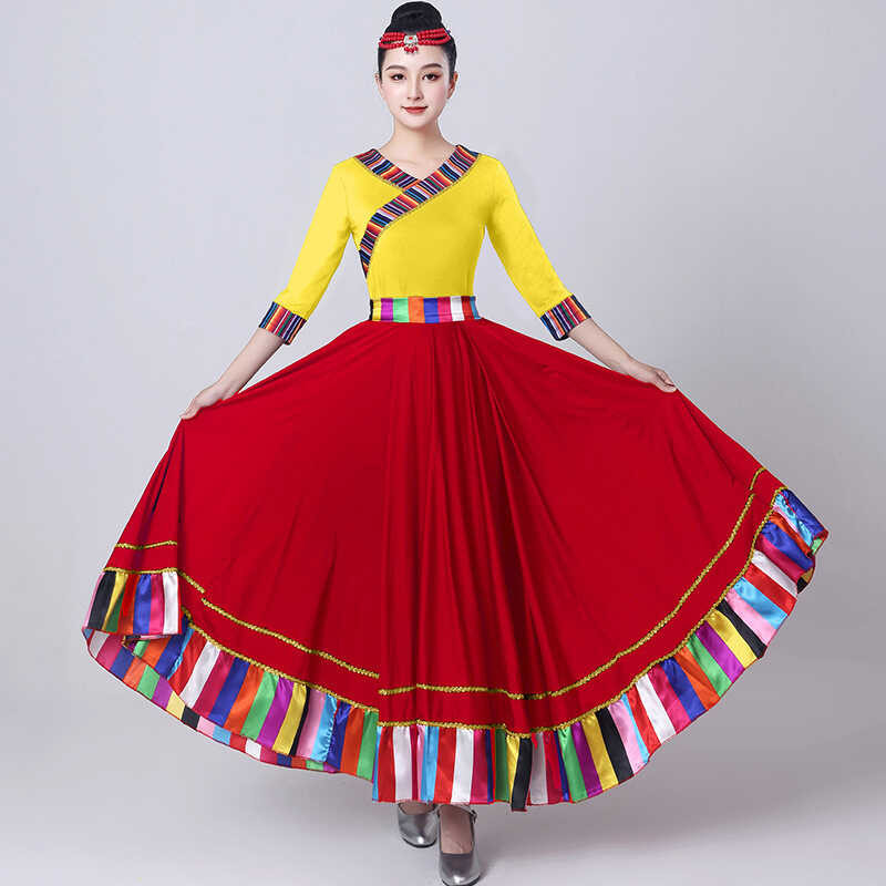 Tibetan Dance New Performance Costume Female Minority Costume Adult Xizang Square Dance Sleeves ...