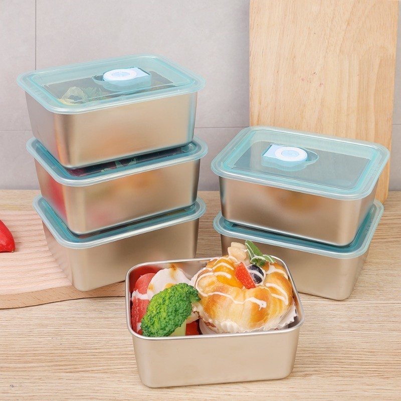 Stainless Steel Preservation Box with Lid - Sealed Vegetables Fruits ...