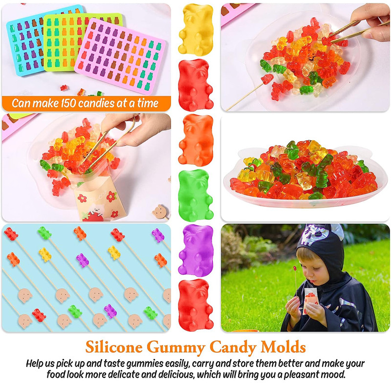 50 Grids Gummy Bear Silicone Mold Bear Shape Jelly Mould with Dropper ...
