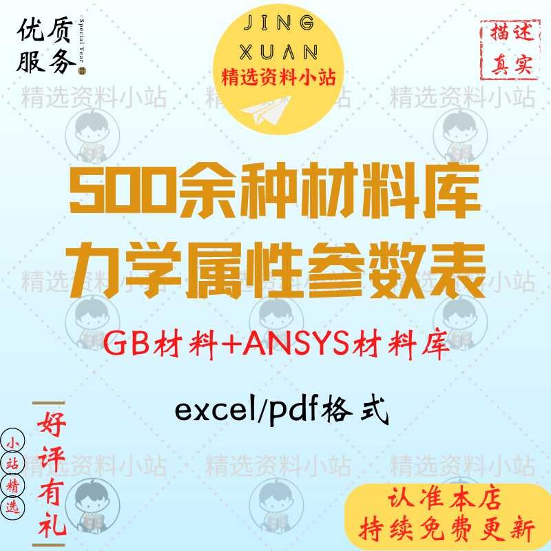500+material mechanical property parameter table commonly used ...