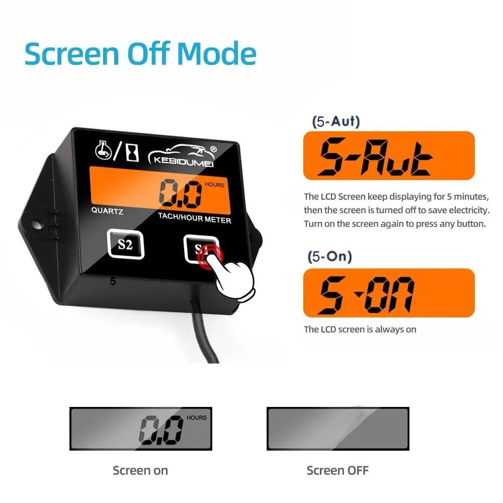 Car Motorcycle Tach Hour Meter Digital Tachometer Timer Engine Waterproof Backlight LCD For Boat ...