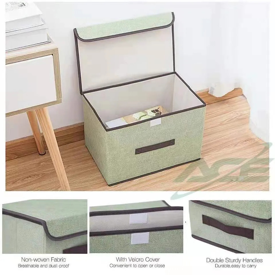 DHD 2in1 Plain Color Foldable Storage Box Organizer With Cover set ...