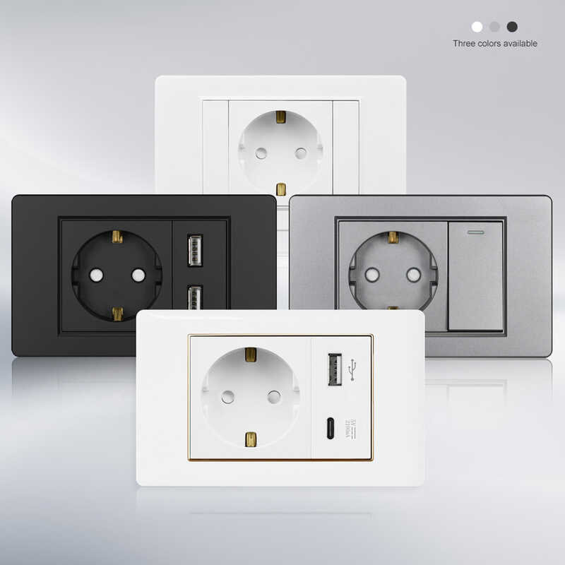 VISWE EU Standard Electrical Outlet 220V Korea 118*72Mm Plastic Panel ...