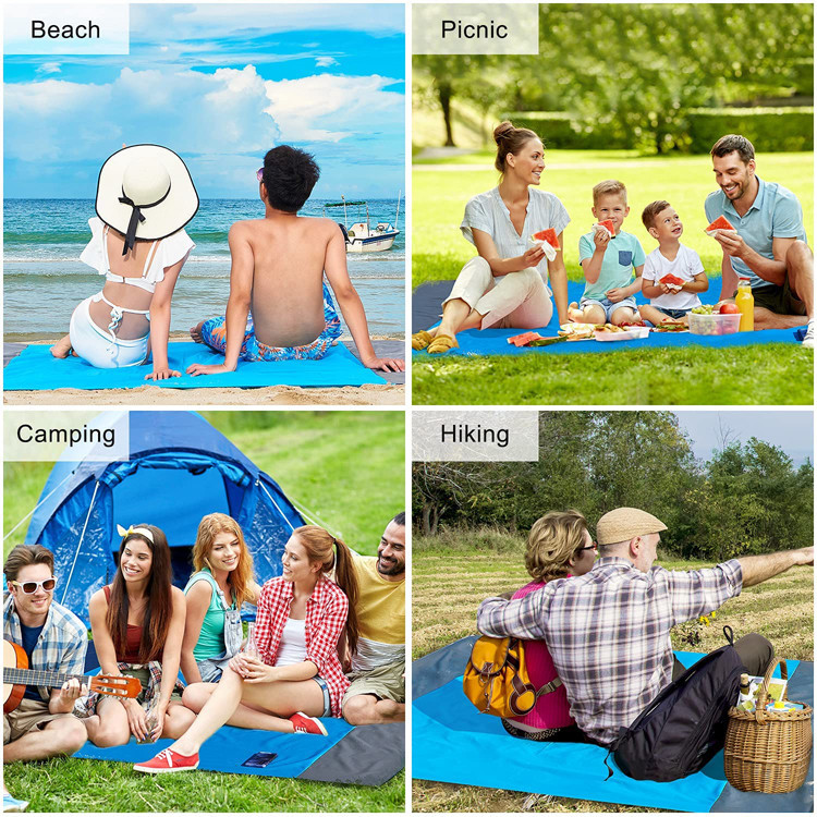 Beach Mat 210x200cm, Waterproof Pocket Beach Picnic Mat, Quick Drying ...
