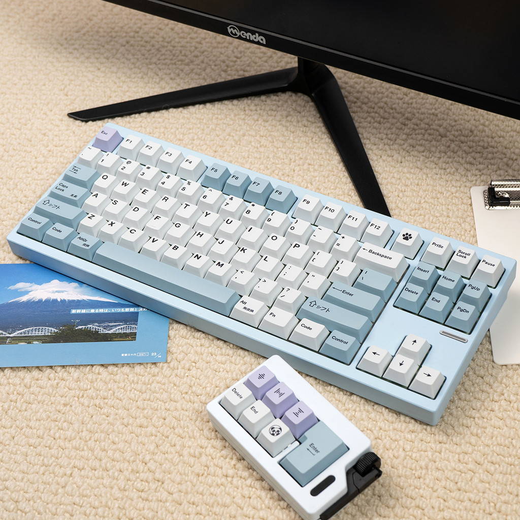 Yongqiu Minimalist White Blue Keycap 1.7mm thickness PBT Cherry Profile ...