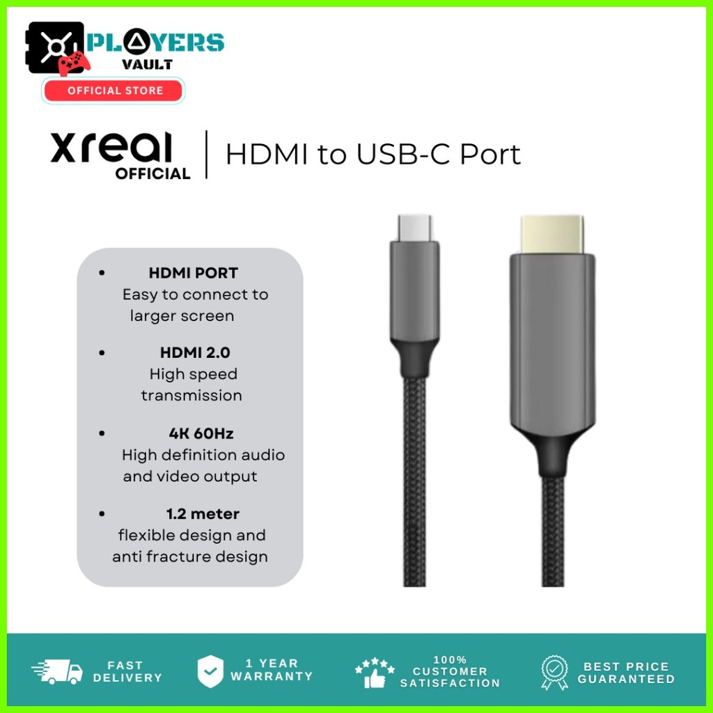 XREAL HDMI to C and C-C Cable 4K transmission for Xreal Beam, Nintendo ...