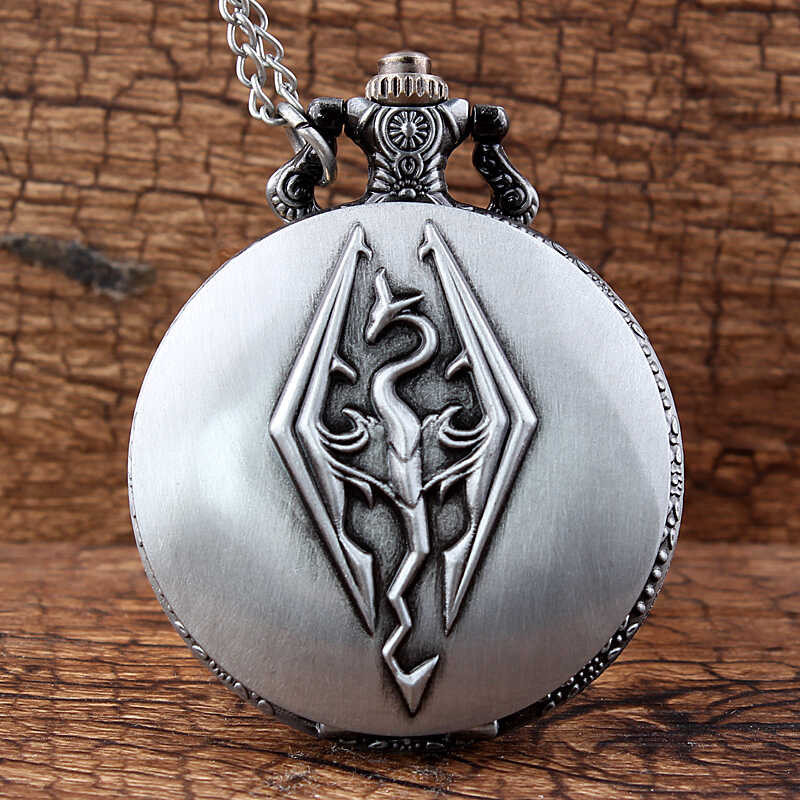 Unique na Sier Pocket Watch para sa Skyrim Watch Lalaki Cosplay Dragon ...