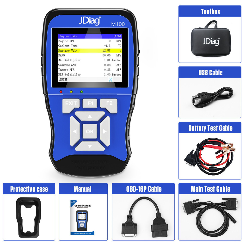 Diagnostic Tool M100 Motorcycle Diagnosis Scanner Fault Code works for ...