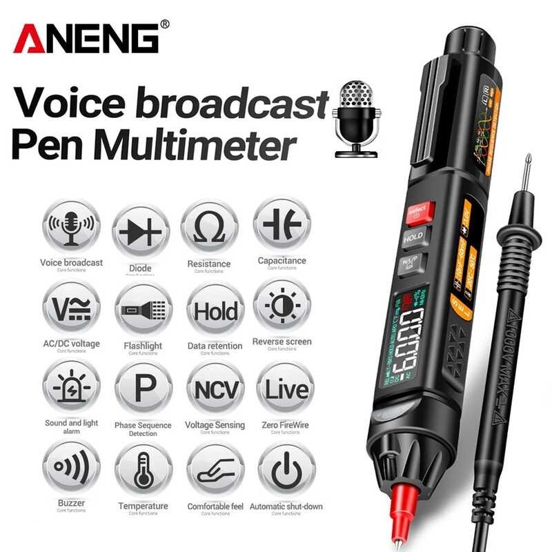 ANENG 2 A3009 Digital 6000 Counts Intelligent Voice Broadcast Multimeter Sensor Pen Voltage No D ...