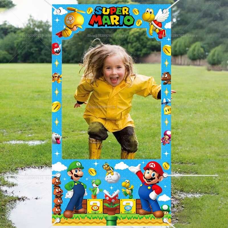 LY Er Mario Bros Photo Booth Frame Props Children's 1St Birthday Party ...