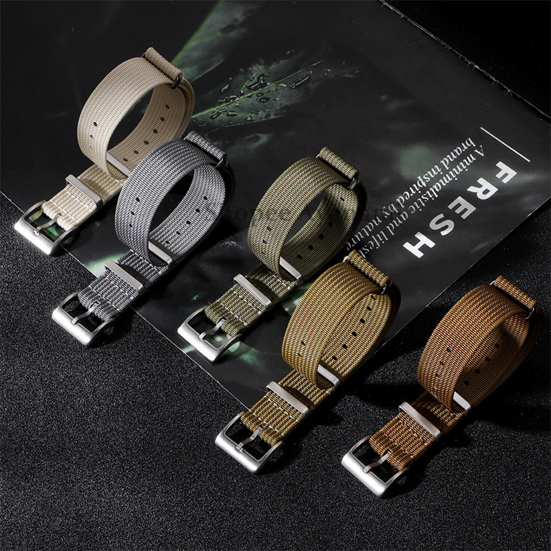 20mm 22mm Military NATO Nylon Watch Strap Universal Braided Ribbed ...
