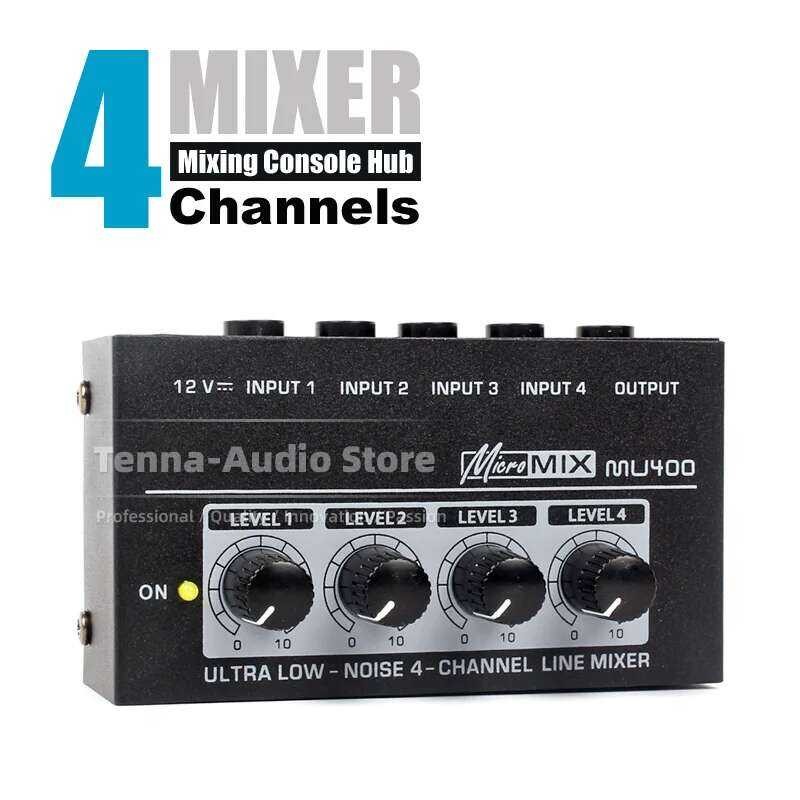 4 Channels Audio Mixer Guitar Bass Musical Intrument Combiner Mixing ...