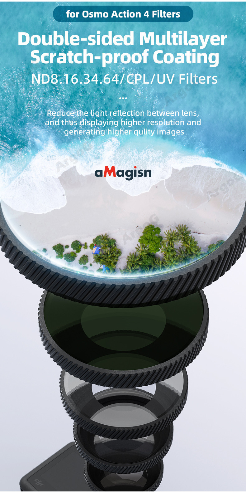 aMagisn Waterproof Filter For Osmo Action 5 Pro / Action 4 CPL UV ND Filter For DJI Osmo Action ...