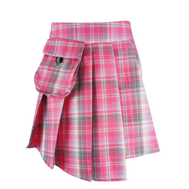 Lahat Ng Match Women Short Skirt Fashion Tartan Red Pleated Skirts