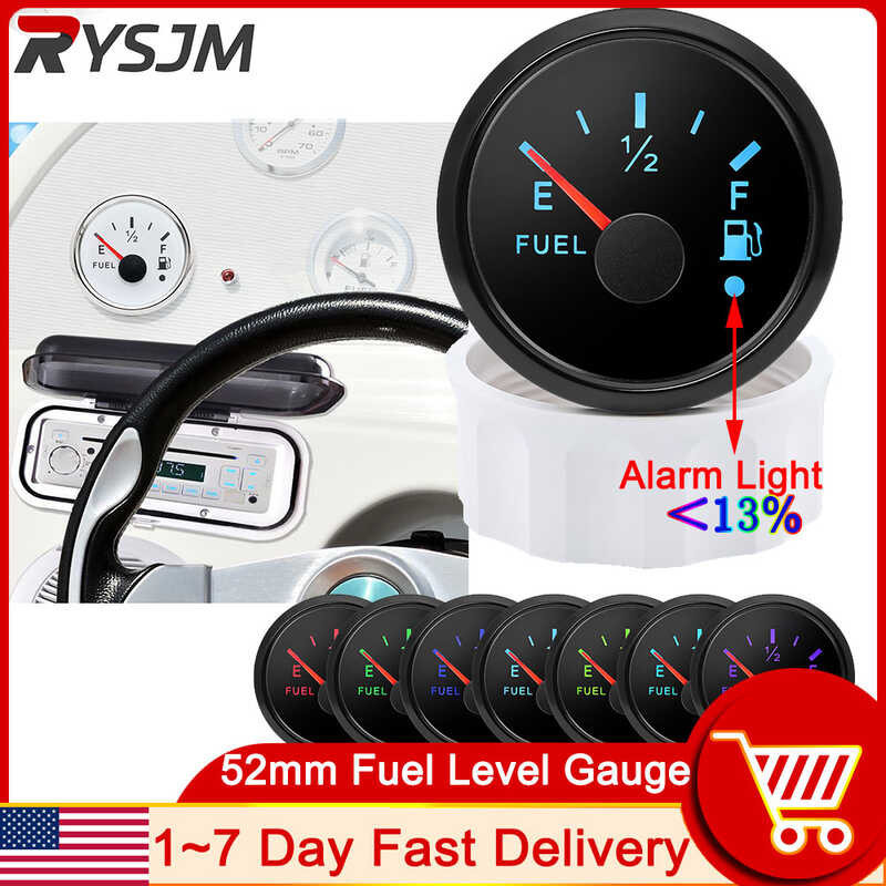 52Mm Level Gauge 7 Color Backlight Motorcycle Fuel Tank Meter Para Sa ...
