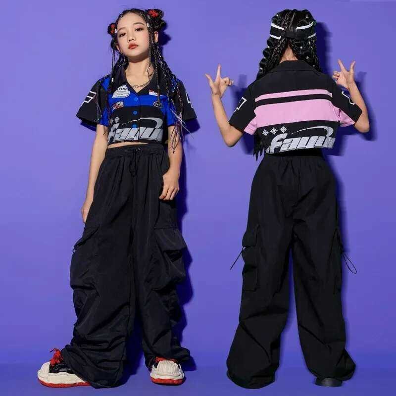 LY Fashion Girls Jazz Dance Costume Short Coat Black Cargo Pants Kids ...
