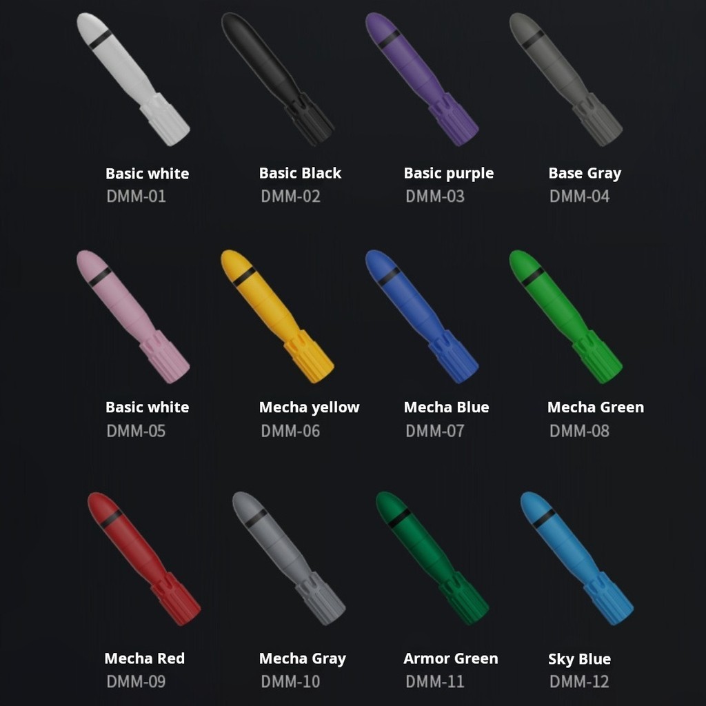 Stedi Dual Brush Water Based Marker Pen Pointed Flat Tips for Gundam ...