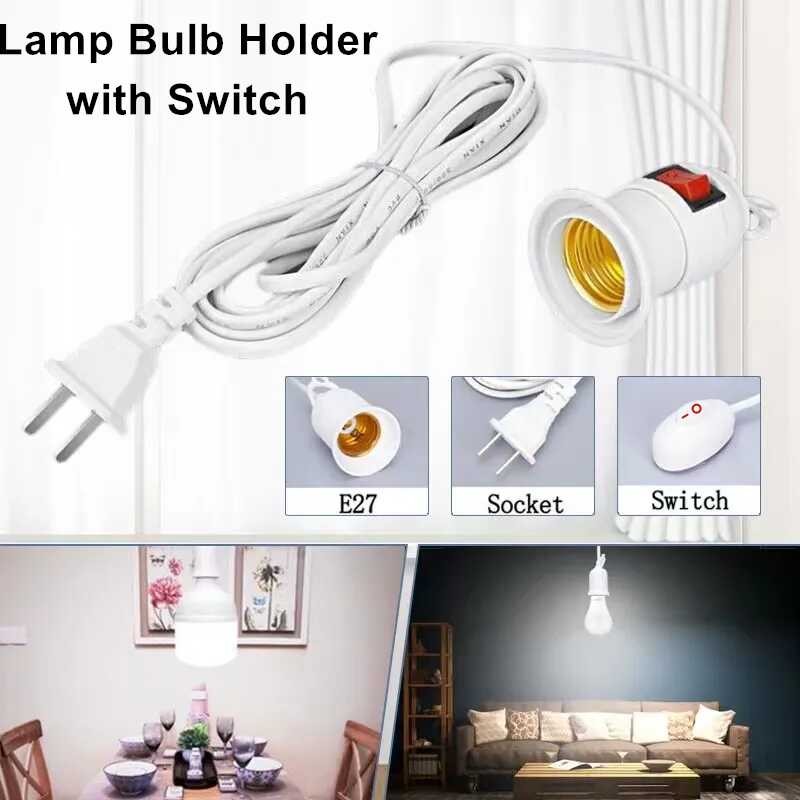 Lamp Light Socket 3M / 5M 10M Extension Cord Bulb Holder With Switch ...