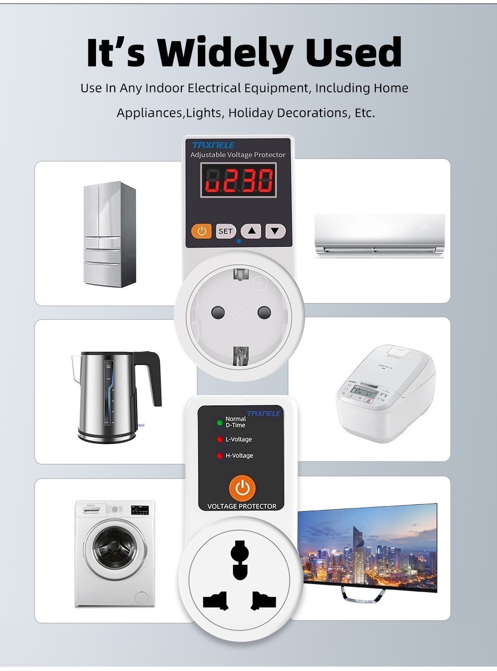 Automatic Voltage Protector Socket AC 220V Adjustable 16A Socket ...