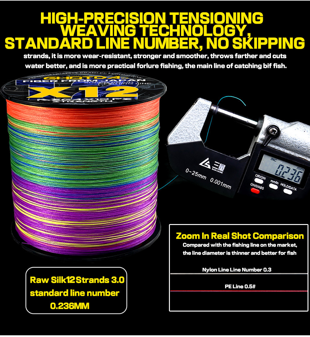 12/9 Strands Braided Fishing Line 20-125LB Super Strong PE Fishing Wire ...