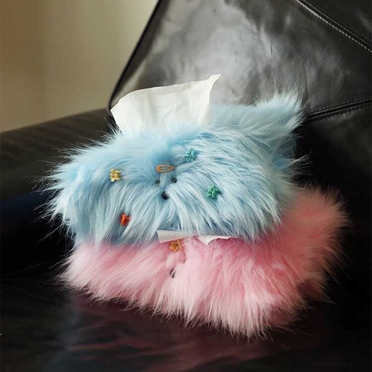 Cartoon Monster Plush Tissue Box Na May Maliit Na Hairpin DIY Living ...