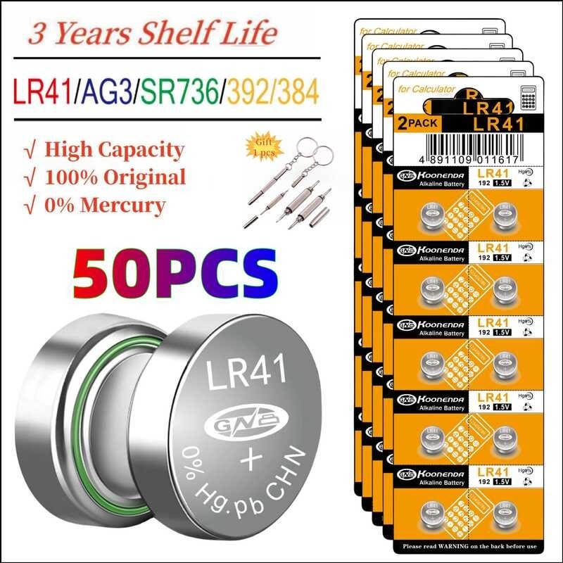 50PCS High Quality AG3 Coin Battery LR41 392 Button Cell Coin Alkaline Battery 1.55V SR41SW L736 ...