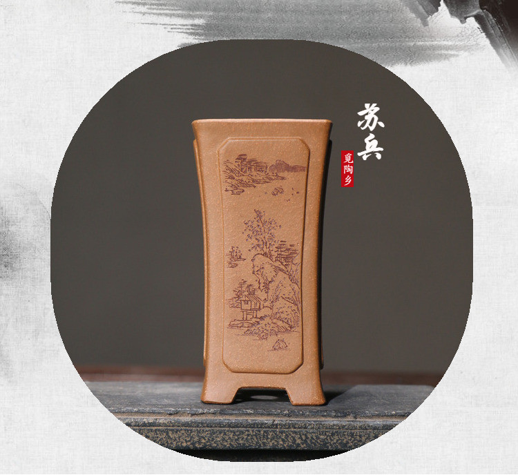 Yixing Purple Clay Flowerpot High Sign Tube Soldier Orchid Flowerpot ...