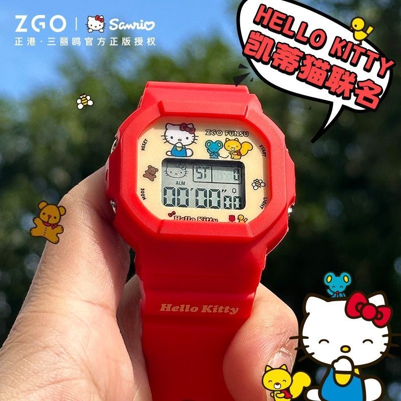 Sanrio peripheral watches Hello Kitty watch female red junior high ...