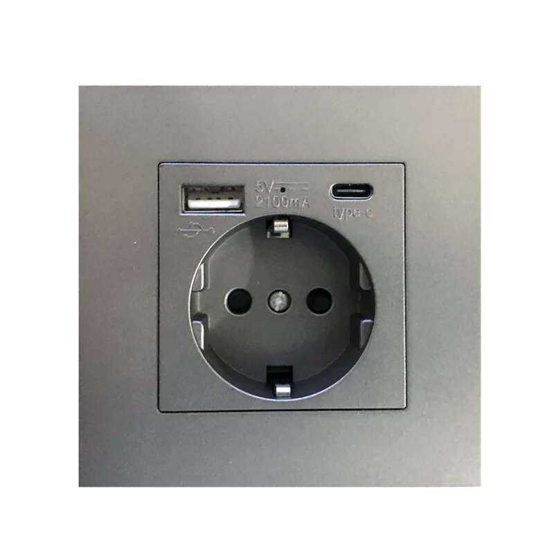 Tt Grey EU C Socket, Type-C Port Wall Plug Adapter, 16A Power Socket Na ...