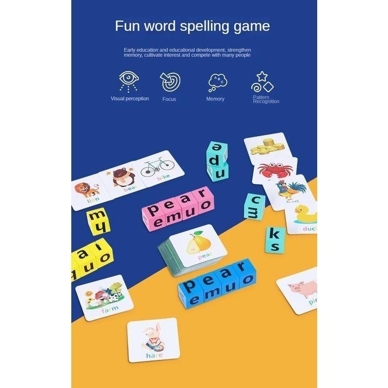 40 Cards Cognitive Matching Puzzles Wood Montessori Font Block ...