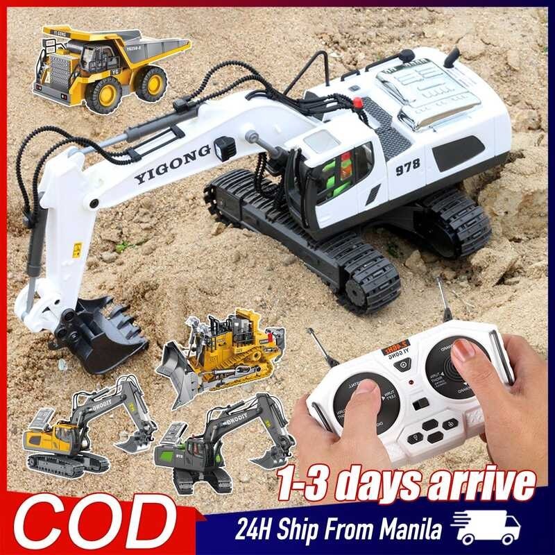 Excavator Remote Control Alloy Rechargeable RC Car Dump Truck Bulldozer ...