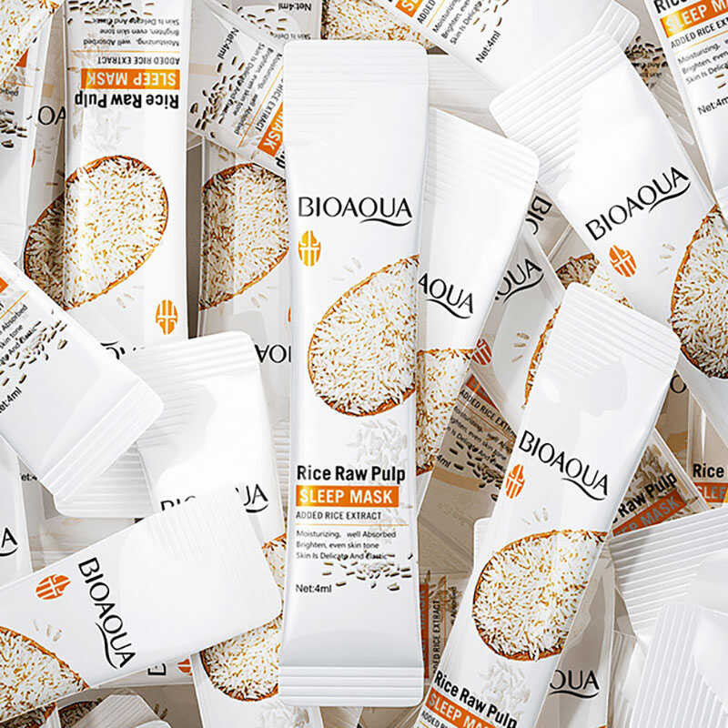 50/100pcs BIOAQUA Rice Raw Pulp Sleeping Masks Anti-Wrinkle Anti-Aging Moisturizing Whitening ...