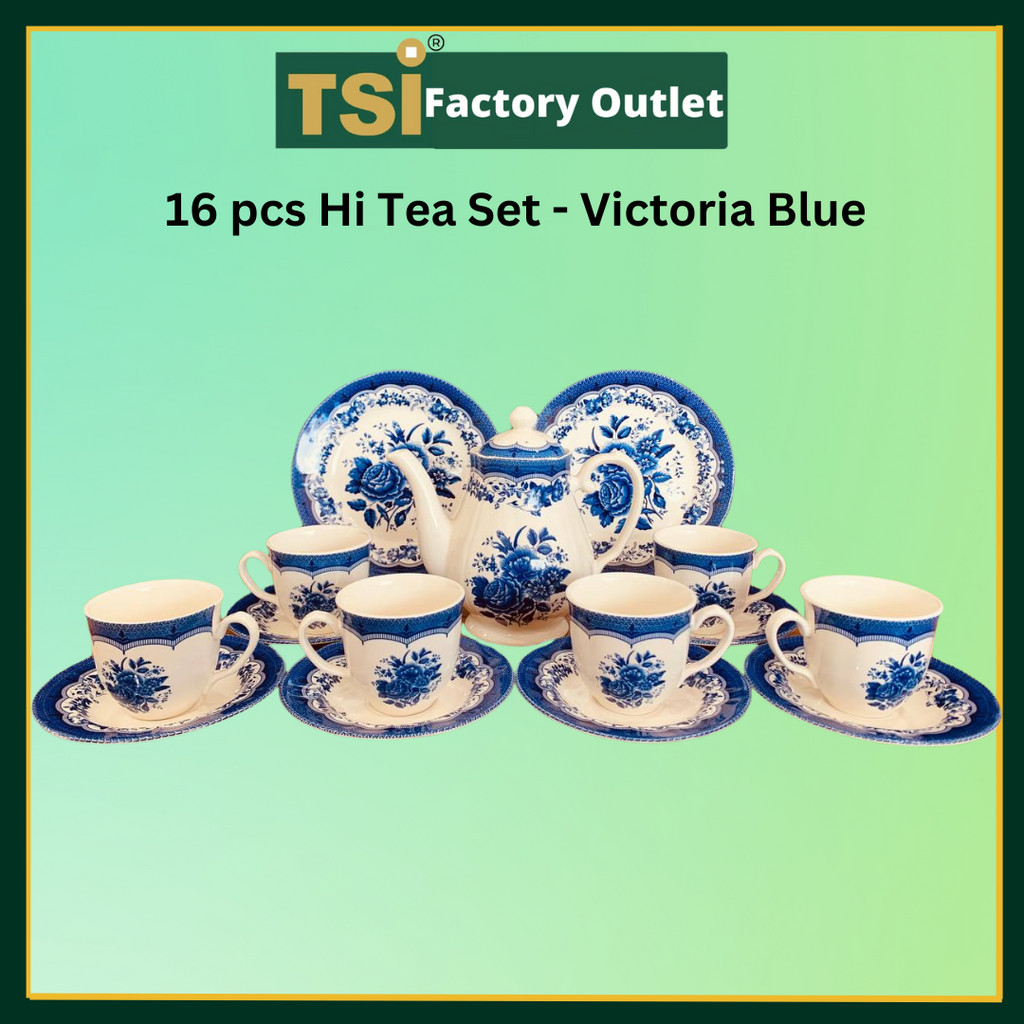 CLAYTAN TABLEWARE 16 PCS HI-TEA SET 403BS VICTORIA BLUE Ceramic Plate ...