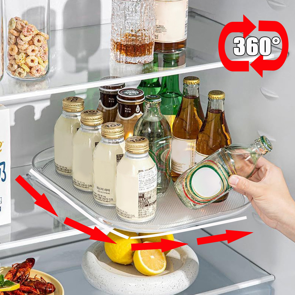360-Rotating Tray Fridge Refrigerator Turntable Organizer Rectangular ...