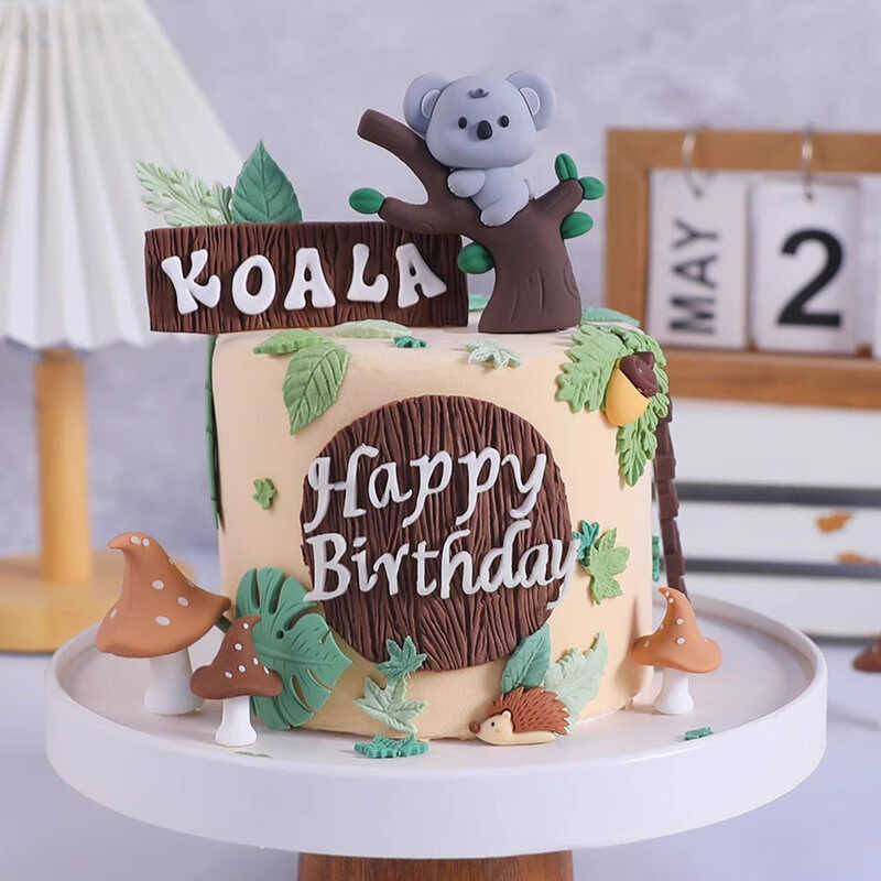 LY Koala Bear Cake Topper Jungle Safari Animals Forest Birthday Cake ...