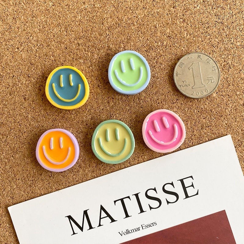 Summer Macaron Colorful Cute Smiley Face Pushpin Cork Felt Nail ...