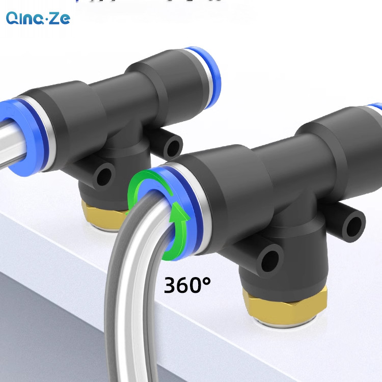 Pneumatic Quick Plug Joint T-Type Positive Tee Threaded PB8-02 Cylinder ...