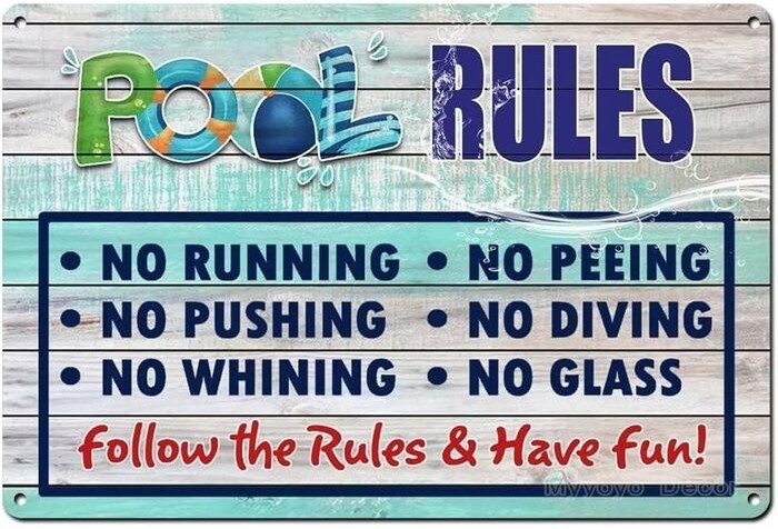 Pool Rules Sign for Outdoor,No Diving No Running No Peeing No Lifeguard ...