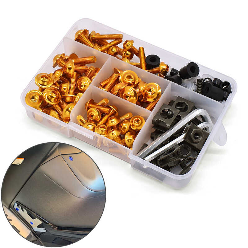 Universal Motorcycle Fairing Screw Spring Bolts Kit Body Fastener Clips ...