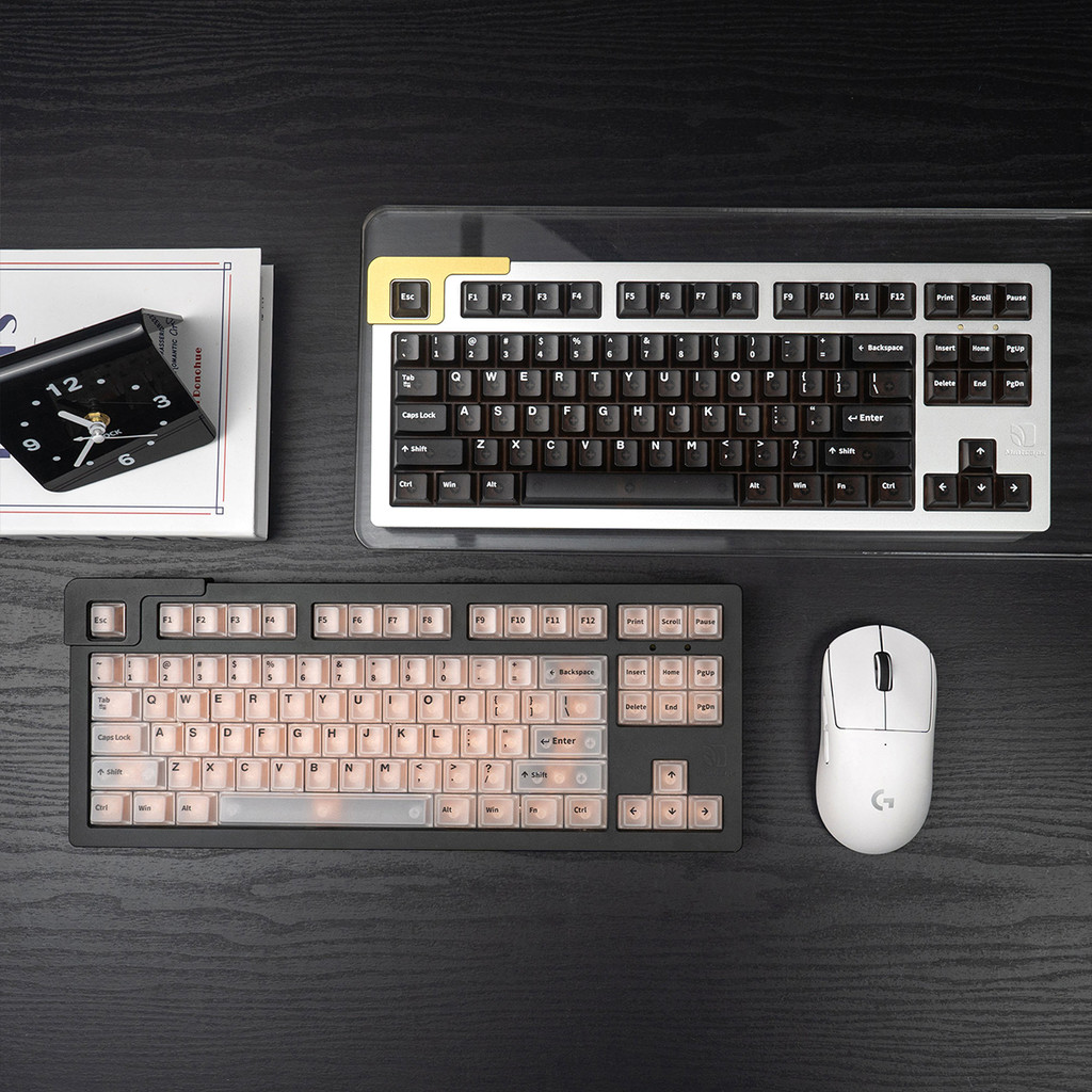 Transparent Foggy Black White Keycaps RGB cherry profile Light through ...