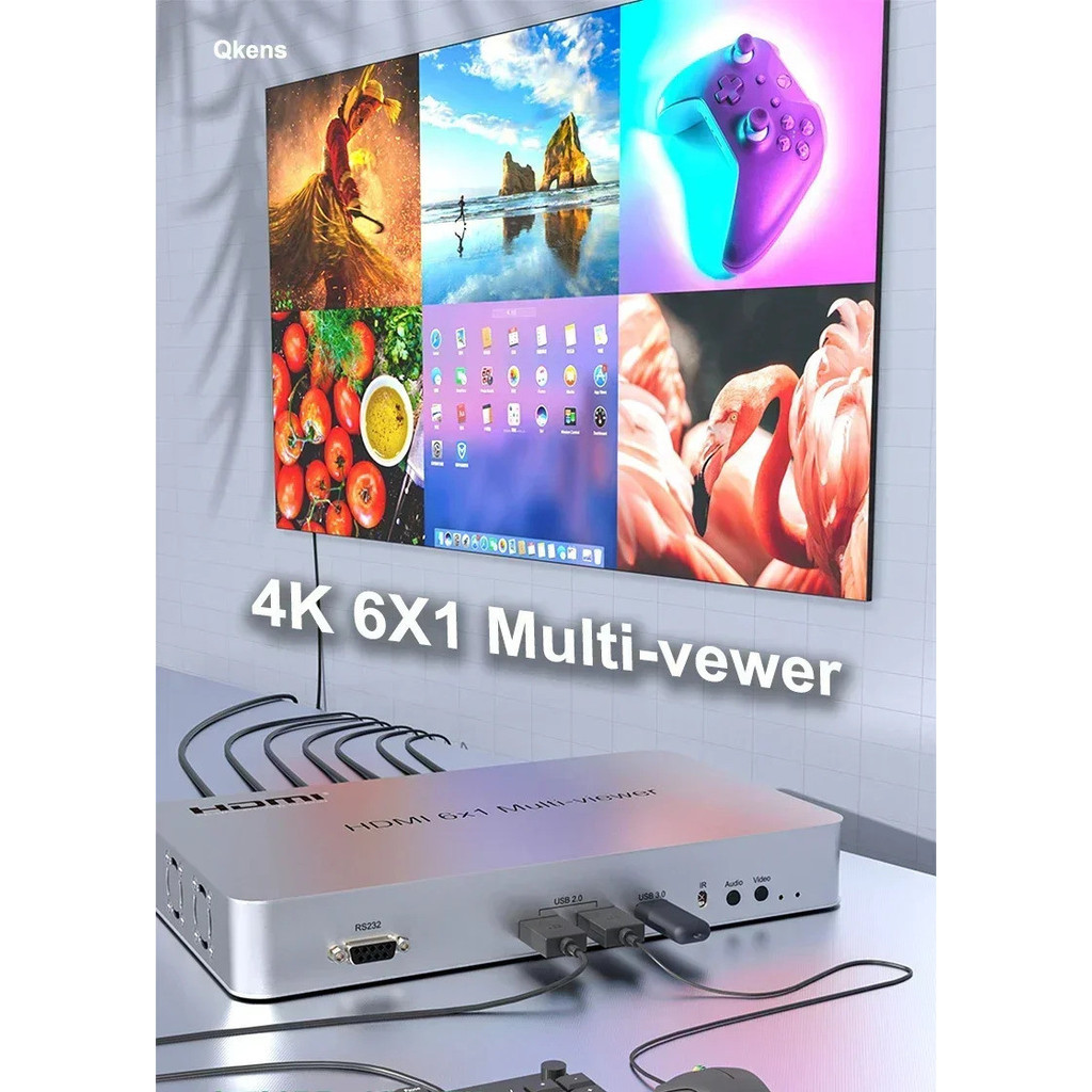 4K 1080P 6x1 HDMI Multiviewer 4x1 Quad Screen Multi-viewer Seamless ...