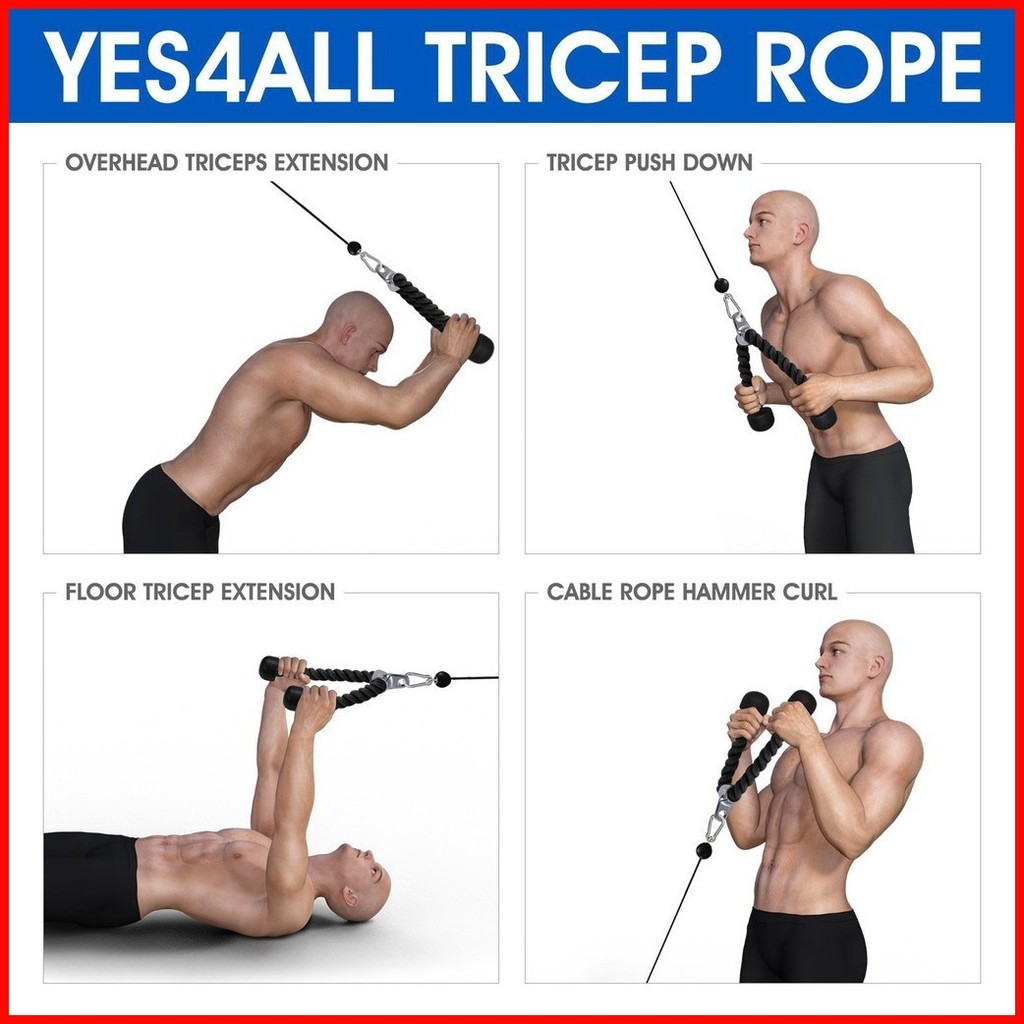 ☁ Double V-Handle D-Handle Cable Attachment Triceps Pushdown For Home ...
