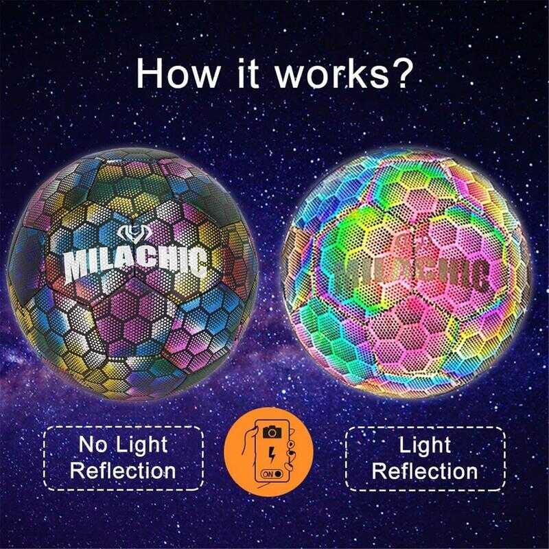 LY Reflective Soccer Ball Luminous Footballs Night Glowing Soccer 4/5 ...