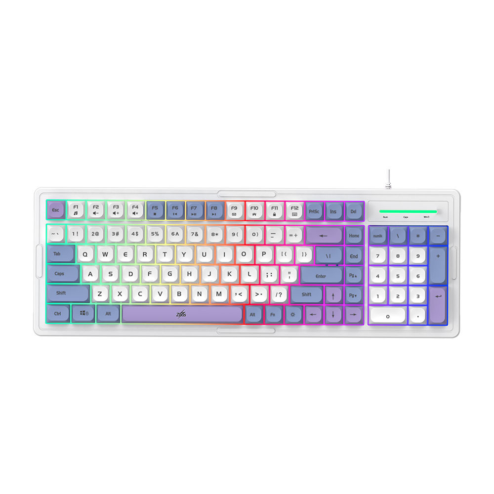 Zeus 96% K-24 Gaming Keyboard Rainbow Backlit 98 Keys Compact USB Wired ...